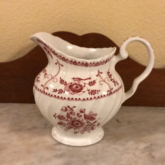 Other | Vintagesmall Ceramic Pitcher With Pink Flowers And Birds | Poshmark